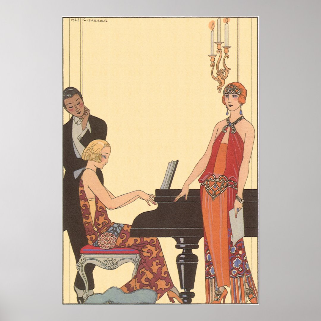 Vintage Music, Art Deco Pianist Musician Singer Poster | Zazzle