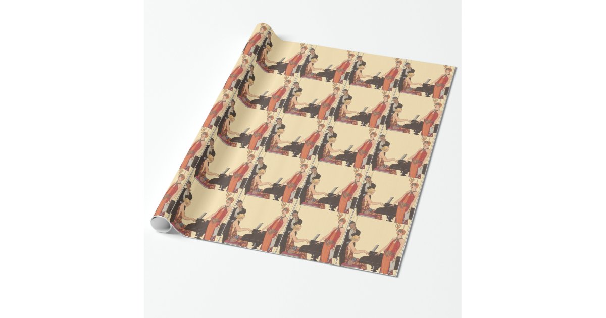 Vintage Music, Art Deco Pianist Musician Singer Wrapping Paper | Zazzle.com