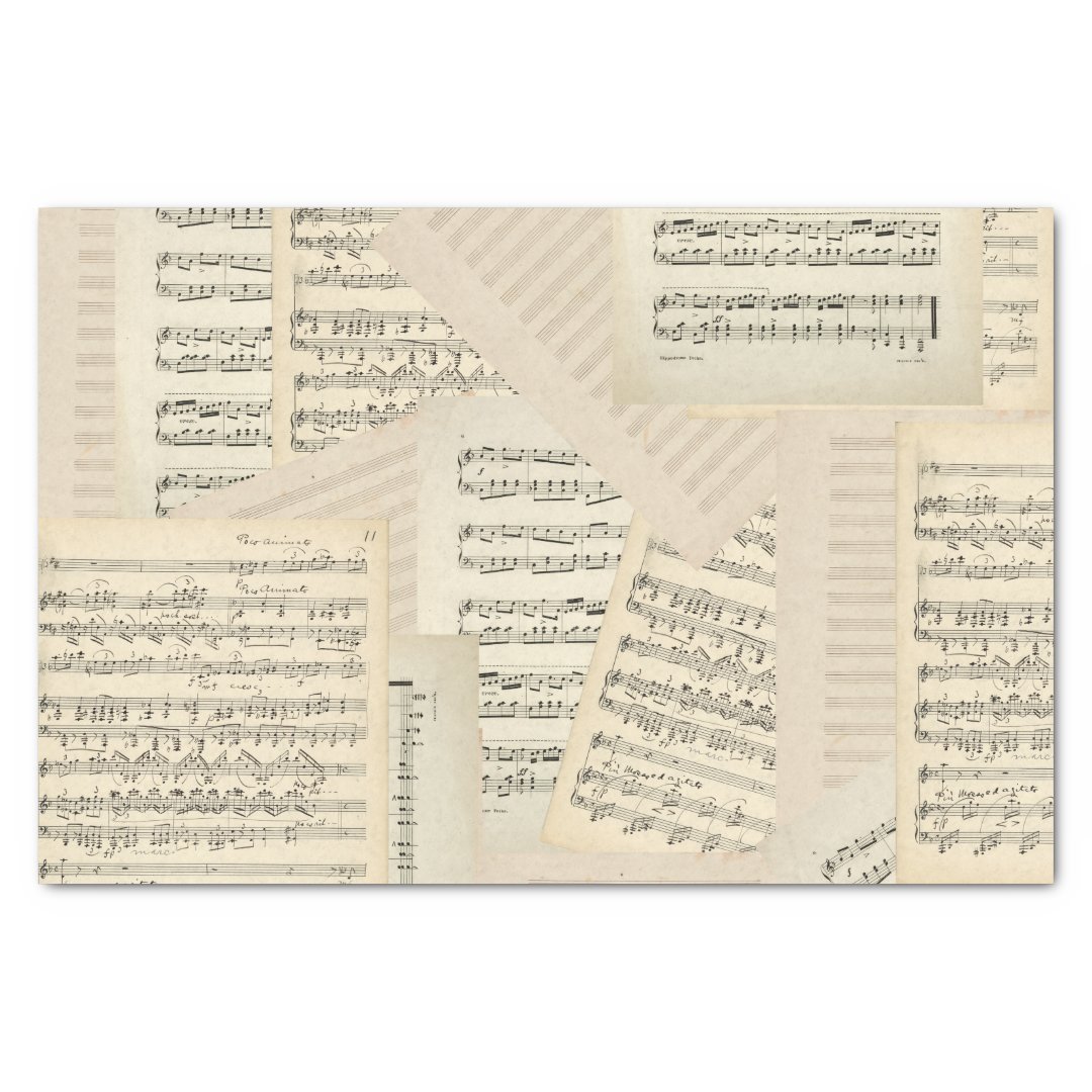 Vintage Music Composition Collage Tissue Paper | Zazzle