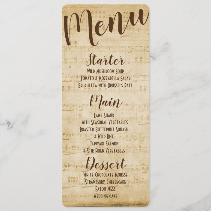Vintage Music Menu | Zazzle.com