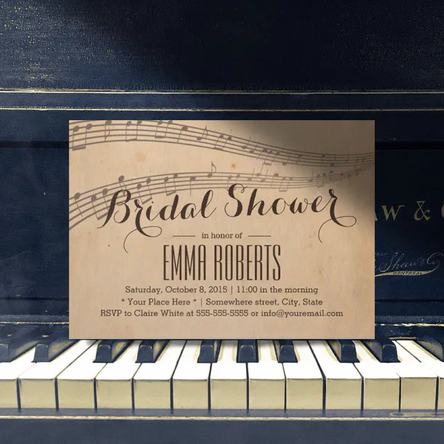 Vintage Music Musical Bridal Shower Invitation | Zazzle