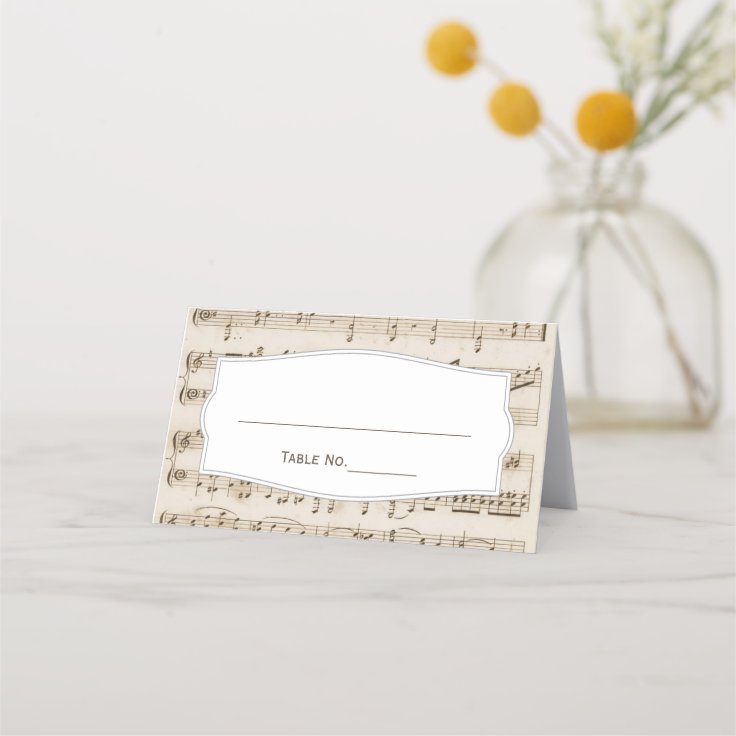 Vintage Music Notes Musical Wedding Place Cards | Zazzle