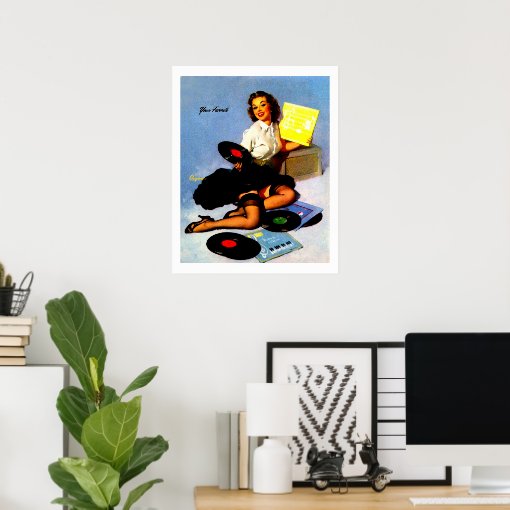 Vintage Music Records Pin Up Girl Poster | Zazzle