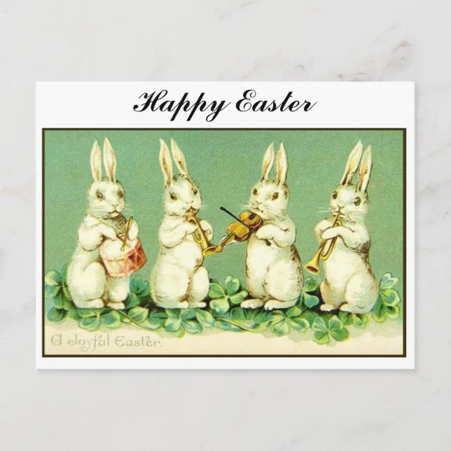 Vintage Musical Easter bunnies Holiday Postcard | Zazzle