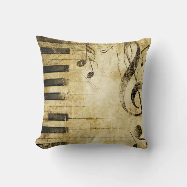 Vintage Musical Notes Throw Pillow | Zazzle