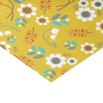 Vintage Mustard Yellow Floral Flowers Pattern Tissue Paper | Zazzle