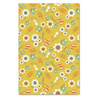 Vintage Mustard Yellow Floral Flowers Pattern Tissue Paper | Zazzle