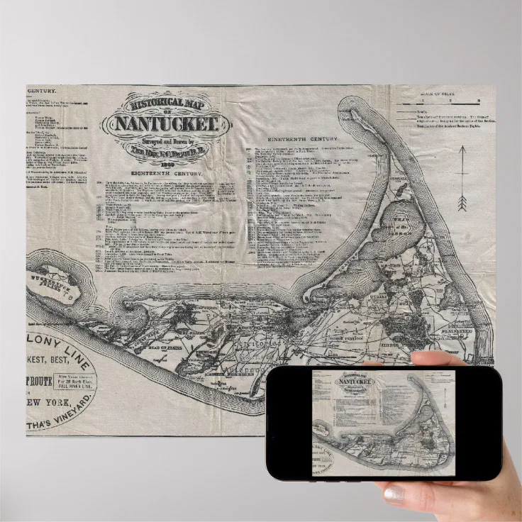 Vintage Nantucket Map Poster | Zazzle