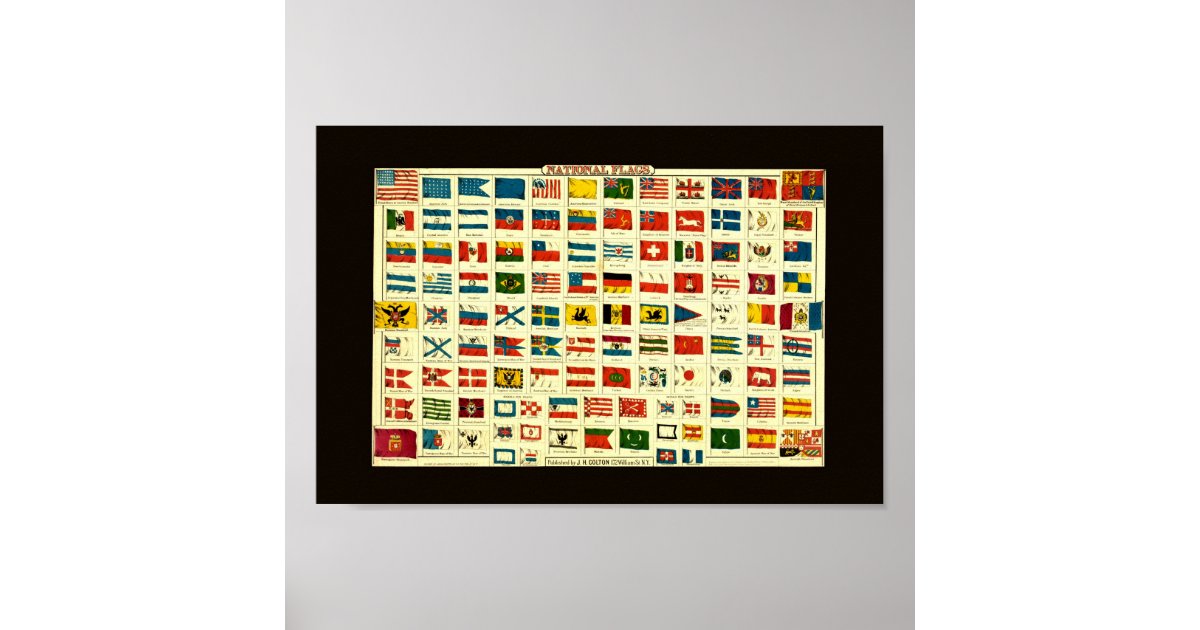 Vintage National Flags of The World Poster | Zazzle