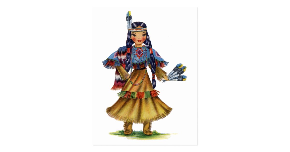 Vintage Native American in traditional dress Postcard | Zazzle.com
