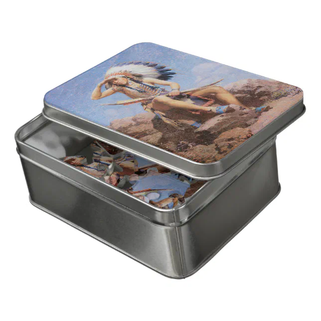 Vintage Native American Indian, The Scout by Leigh Jigsaw Puzzle | Zazzle