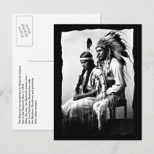 Vintage Native American Love couple Bannock Tribe Announcement Postcard ...