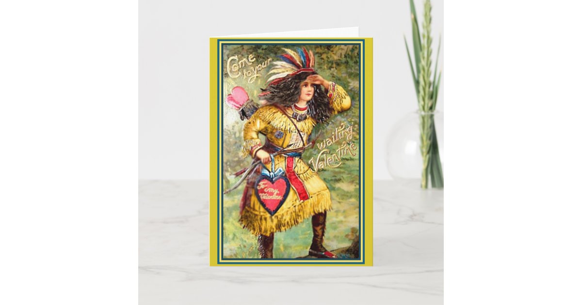 Vintage Native American Valentine Holiday Card | Zazzle