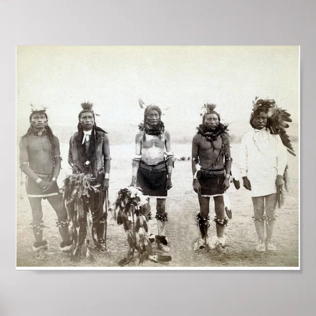 Vintage Native American Warrior Group Poster | Zazzle