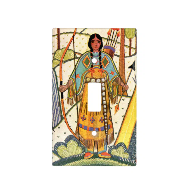 Vintage Native American Woman Village Forest Light Switch Cover | Zazzle