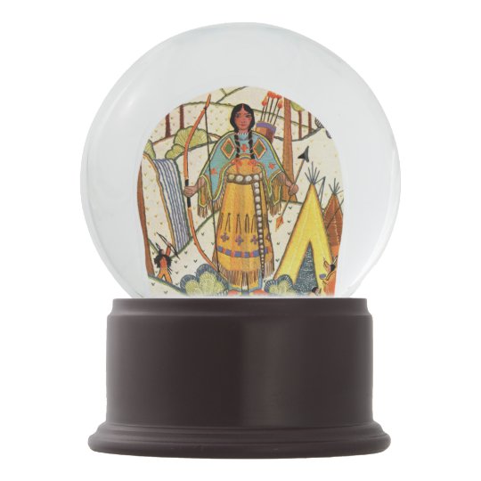 Vintage Native American Woman Village Forest Snow Globe | Zazzle.com