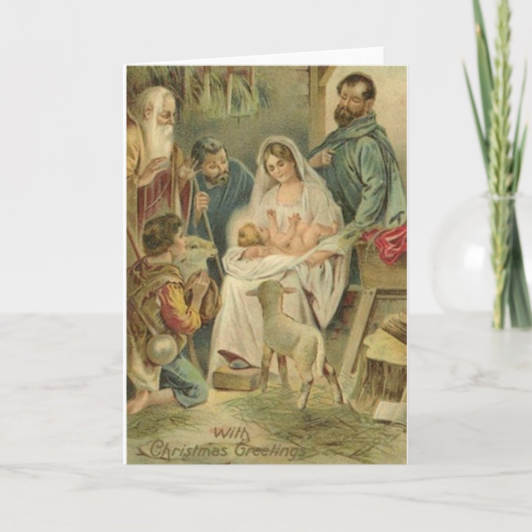 Vintage Nativity Christmas Greeting Card | Zazzle