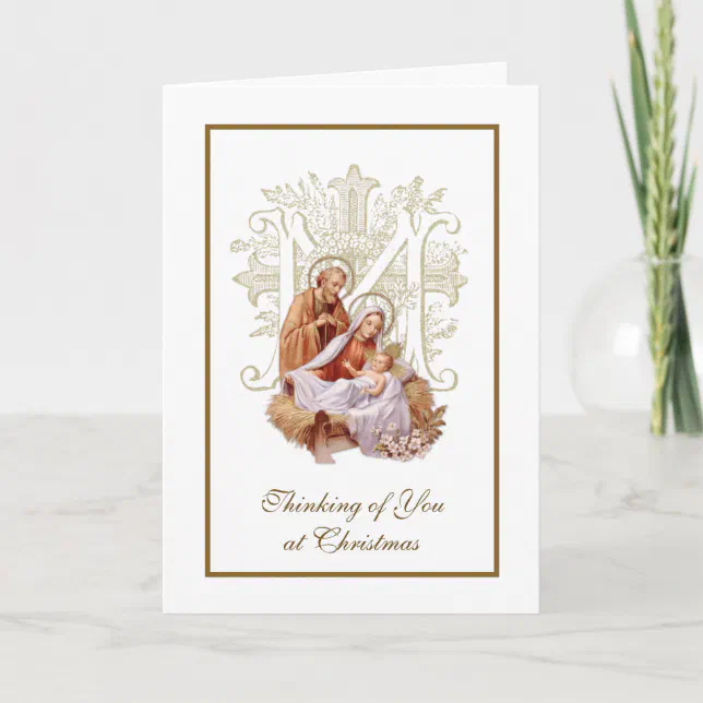 Vintage Nativity Jesus Religious Marian Cross Card | Zazzle