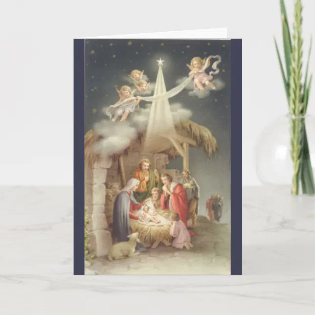 Vintage Nativity Scene Holiday Card | Zazzle