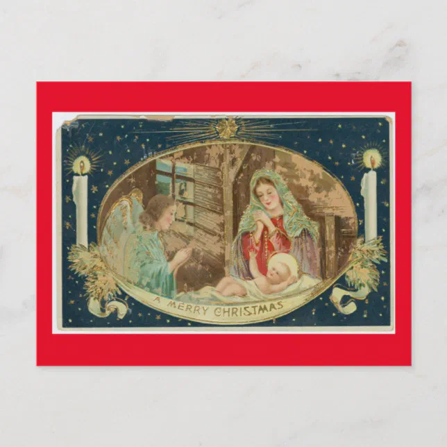 VINTAGE NATIVITY SCENE POSTCARD | Zazzle