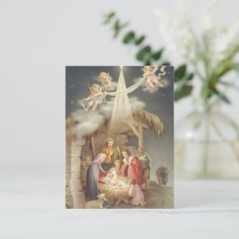 Vintage Nativity Scene Postcard | Zazzle