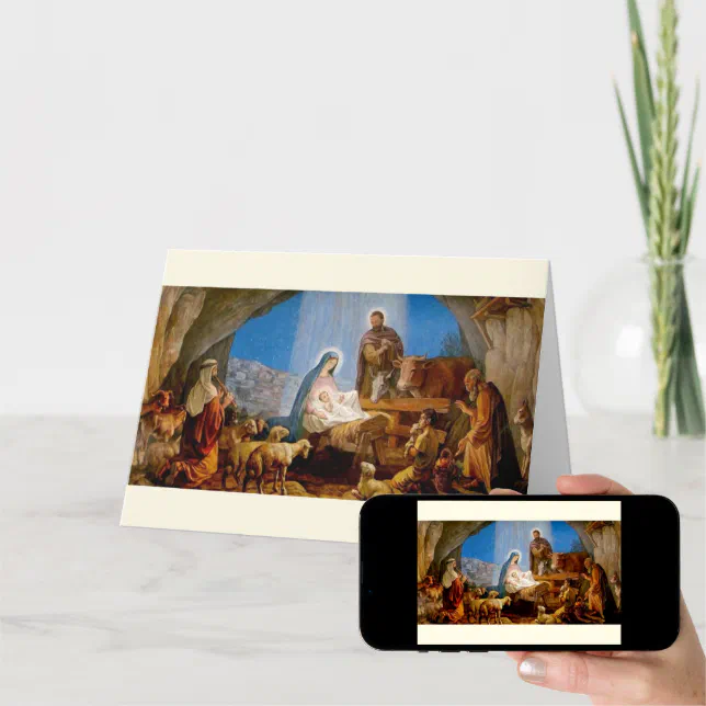 Vintage Nativity Scene Religious Christmas Card | Zazzle