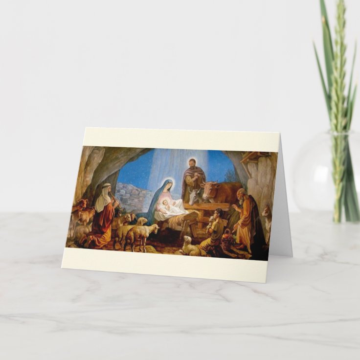 Vintage Nativity Scene Religious Christmas Card | Zazzle