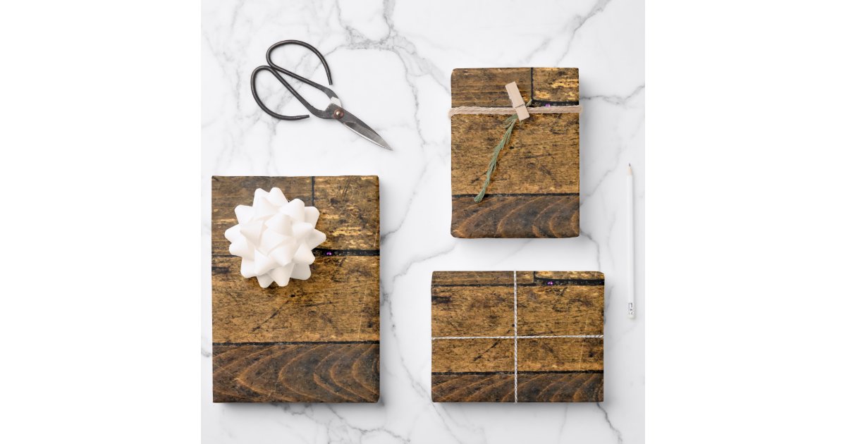 Vintage Natural Bare Wood Panels Wrapping Paper Sheets | Zazzle