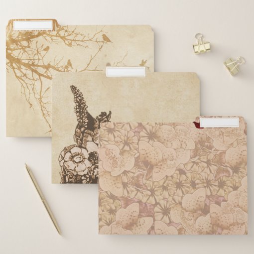 Vintage Nature File Folder 3-Folder Set | Zazzle