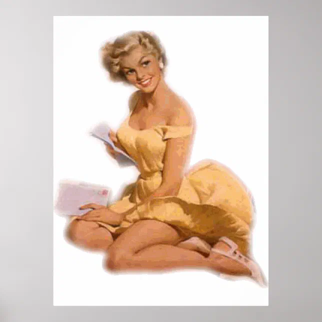 Vintage Naughty Classic Blond Pin Up Girl Poster Zazzle