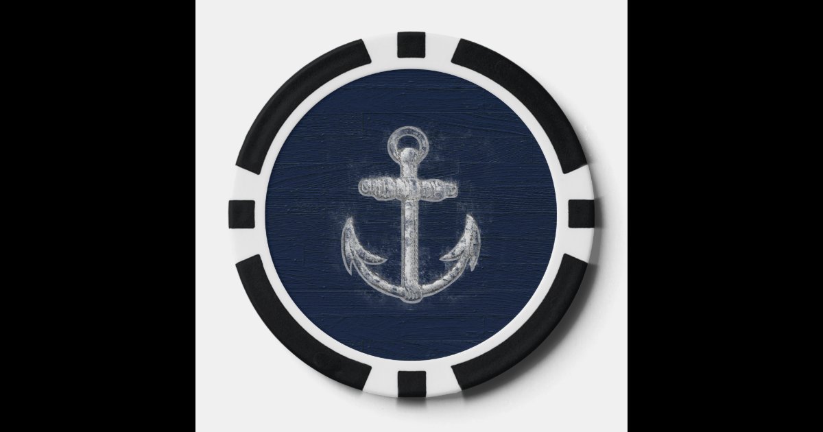 Vintage Nautical Anchor Navy Blue/White Poker Chips | Zazzle