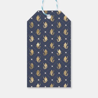Vintage Nautical Blue and Gold Mermaid Gift Tags | Zazzle
