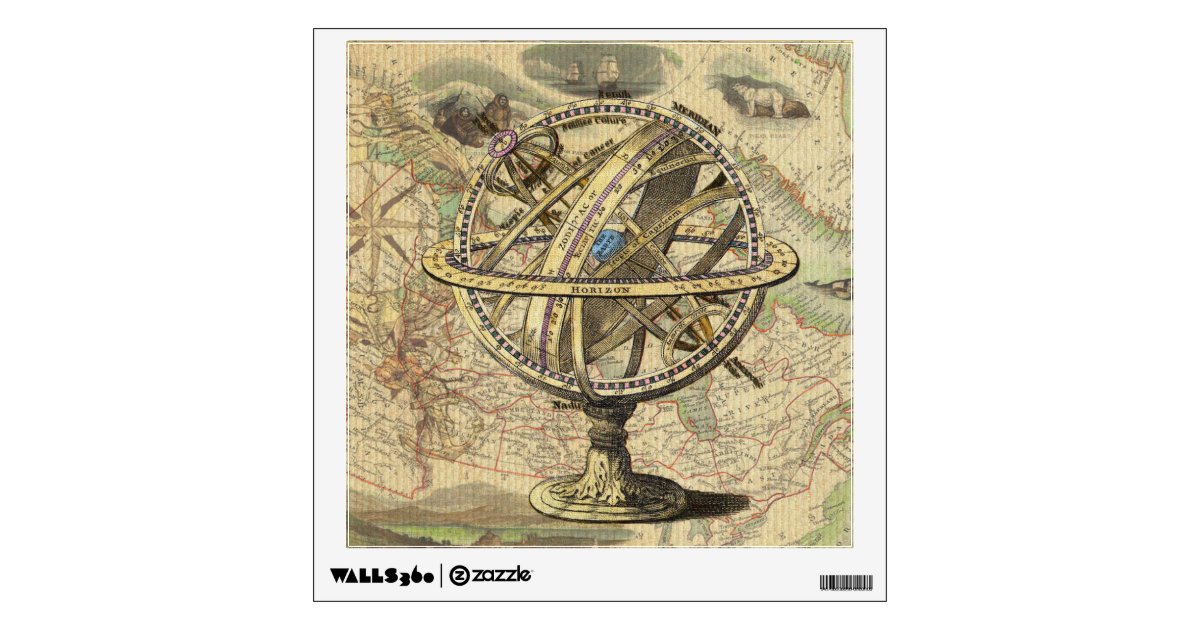 Vintage Nautical Compass and Map Wall Decal | Zazzle