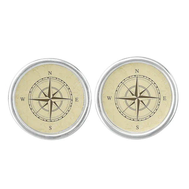 Vintage Nautical Compass Rose Ivory Cufflinks | Zazzle