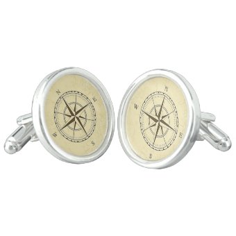 Vintage Nautical Compass Rose Ivory Cufflinks | Zazzle