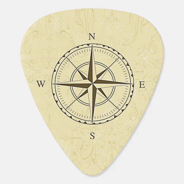 Vintage Nautical Compass Rose Ivory Guitar Pick | Zazzle