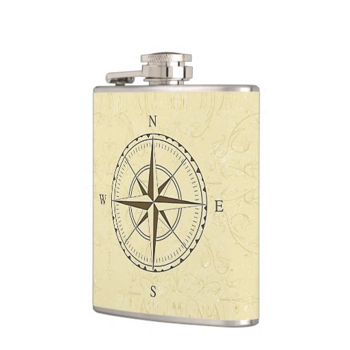 Vintage Nautical Compass Rose Ivory Hip Flask | Zazzle