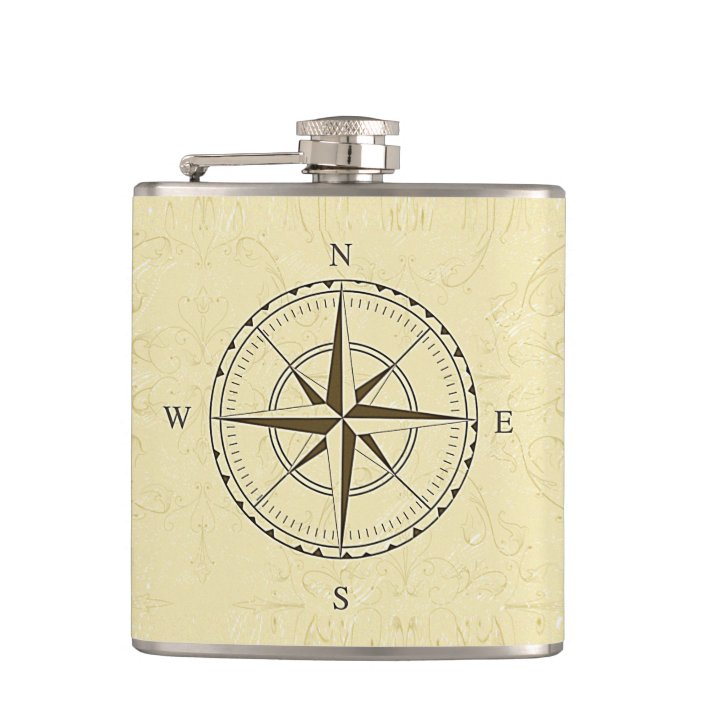 Vintage Nautical Compass Rose Ivory Hip Flask | Zazzle.com