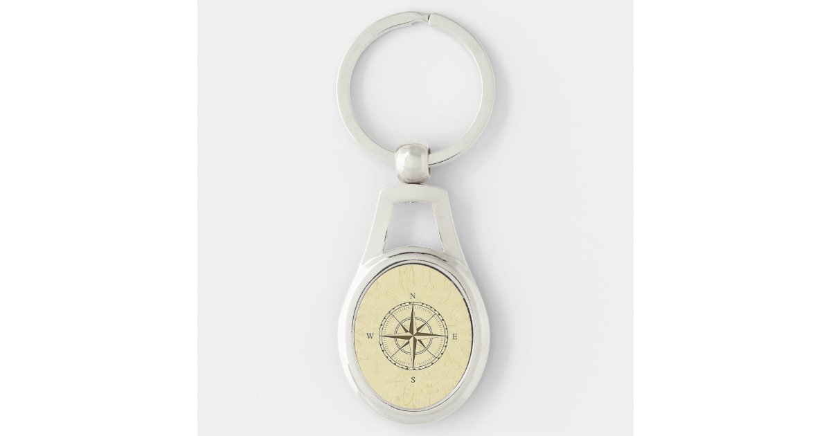 Vintage Nautical Compass Rose Ivory Keychain | Zazzle