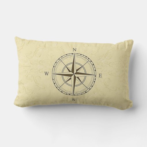 Vintage Nautical Compass Rose Ivory Lumbar Pillow | Zazzle