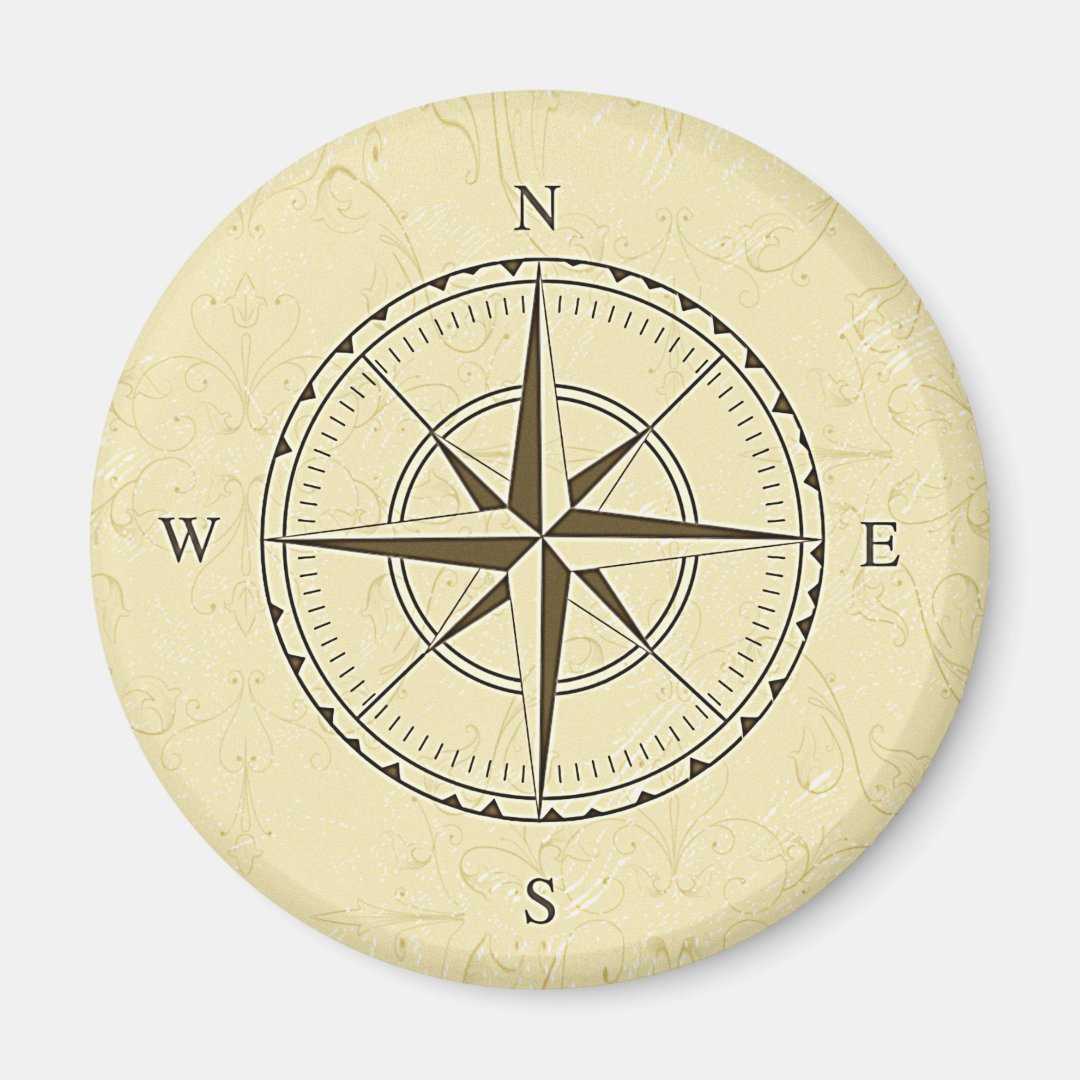 Vintage Nautical Compass Rose Ivory Magnet | Zazzle