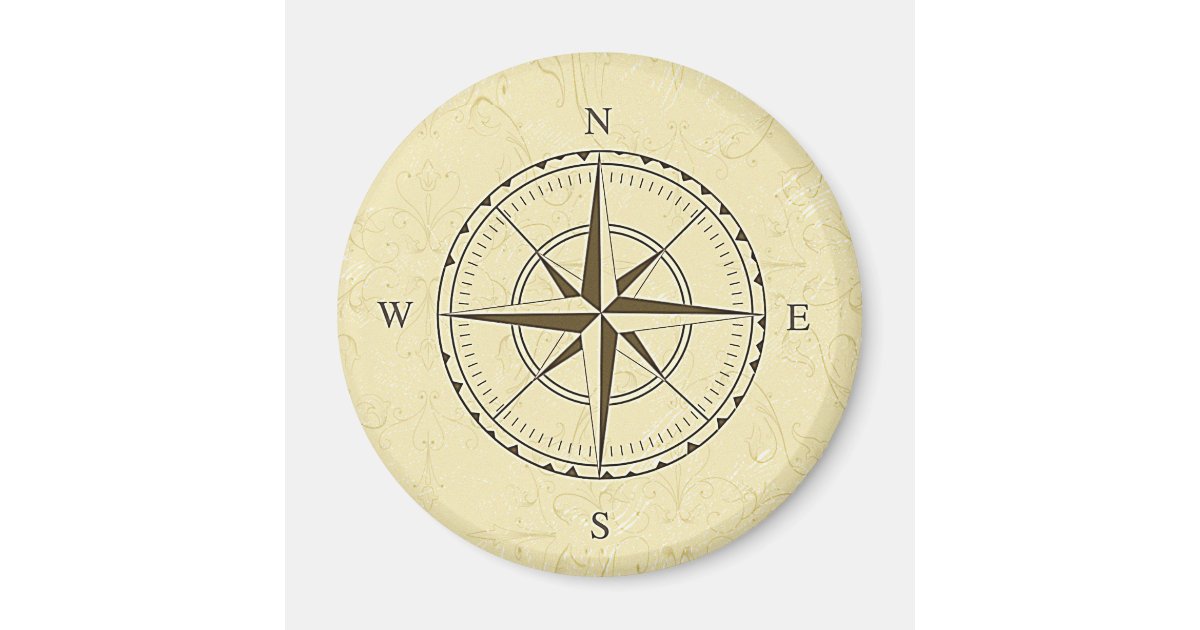 Vintage Nautical Compass Rose Ivory Magnet | Zazzle