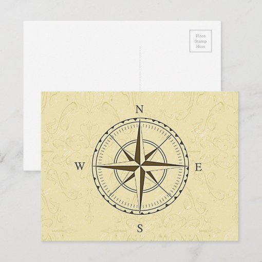 Vintage Nautical Compass Rose Ivory Postcard | Zazzle