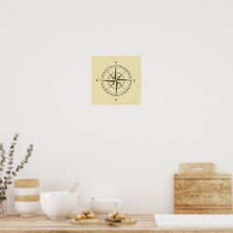 Vintage Nautical Compass Rose Ivory Poster | Zazzle