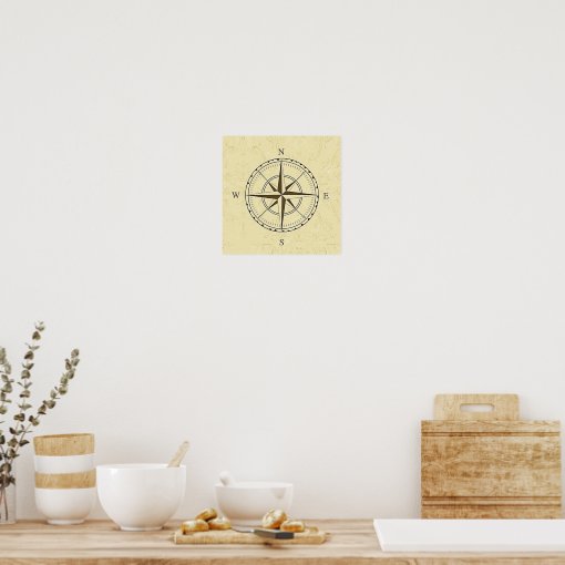 Vintage Nautical Compass Rose Ivory Poster | Zazzle