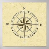 Vintage Nautical Compass Rose Ivory Poster | Zazzle