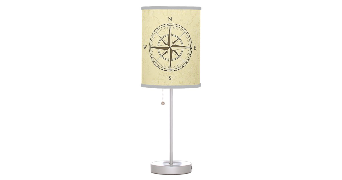 Vintage Nautical Compass Rose Ivory Table Lamp | Zazzle