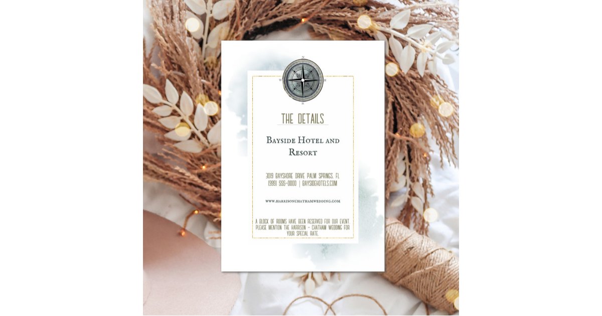 Vintage Nautical Compass Wedding Enclosure Card | Zazzle