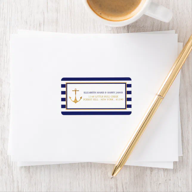 Vintage Nautical Gold Anchor Navy And Gold Wedding Label Zazzle