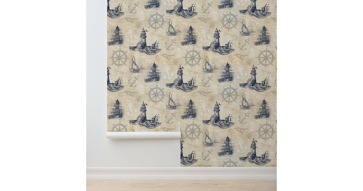 Vintage Nautical Lighthouses Wallpaper | Zazzle